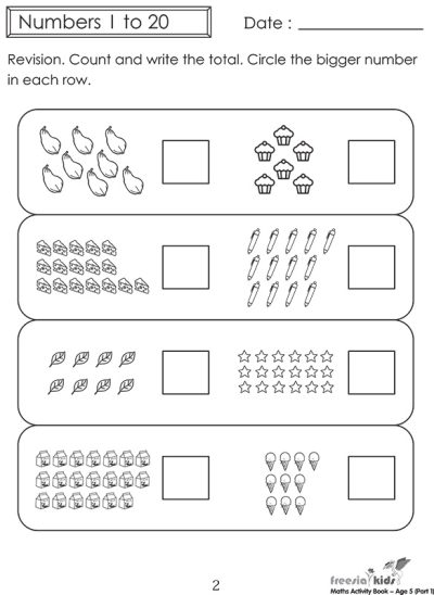 Maths 5 Years Old Activity Book (Part 1) | Freesia Kids
