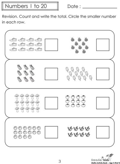 Maths 5 Years Old Activity Book (Part 1) | Freesia Kids