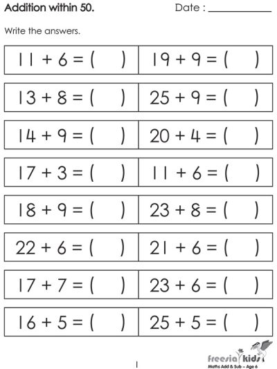 Maths 6 Years Old Activity Book (Addition & Subtraction) | Freesia Kids